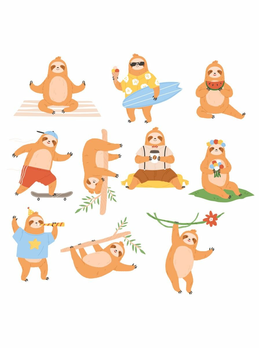 Наклейки- стикеры ленивец