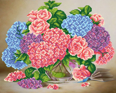 М. П. Студия канва для вышивания бисером №3, 50x40 см, Г-058 Букет в вазе, схема бисером