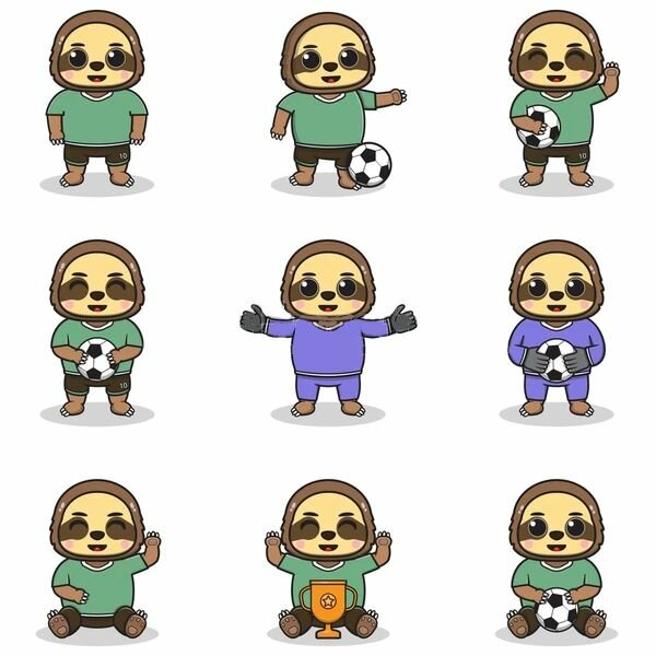 Наклейки стикеры Ленивец - футболист