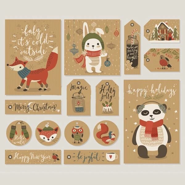 Наклейки стикеры Новогодние открытки