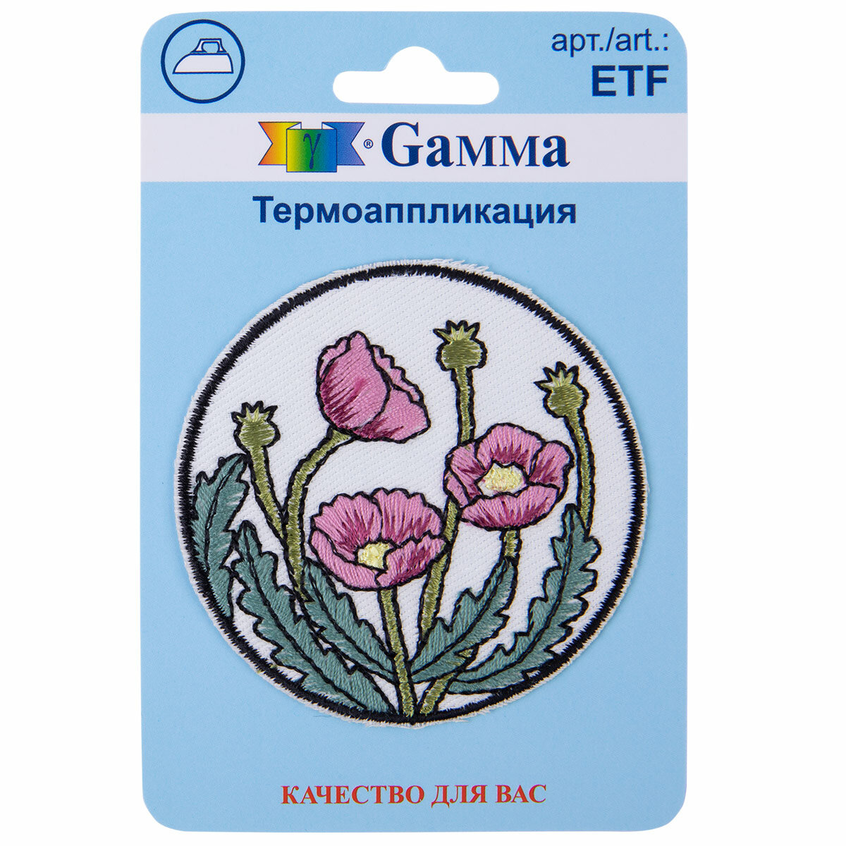 Gamma ETF Термоаппликация №03 Маки 6х6 см, 1 шт, арт. 01-337 для одежды и аксессуаров