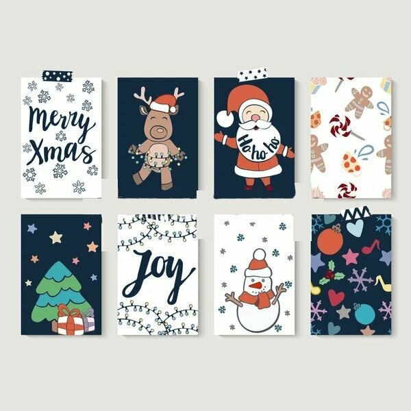 Наклейки стикеры Новогодние открытки