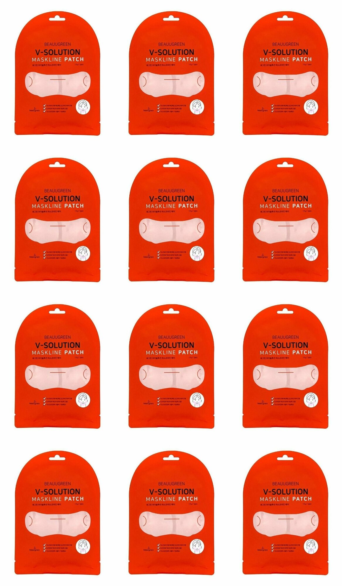 BEAUUGREEN Маска-патч для коррекции овала лица V-Solution Mask Line Patch 17г - 12 штук