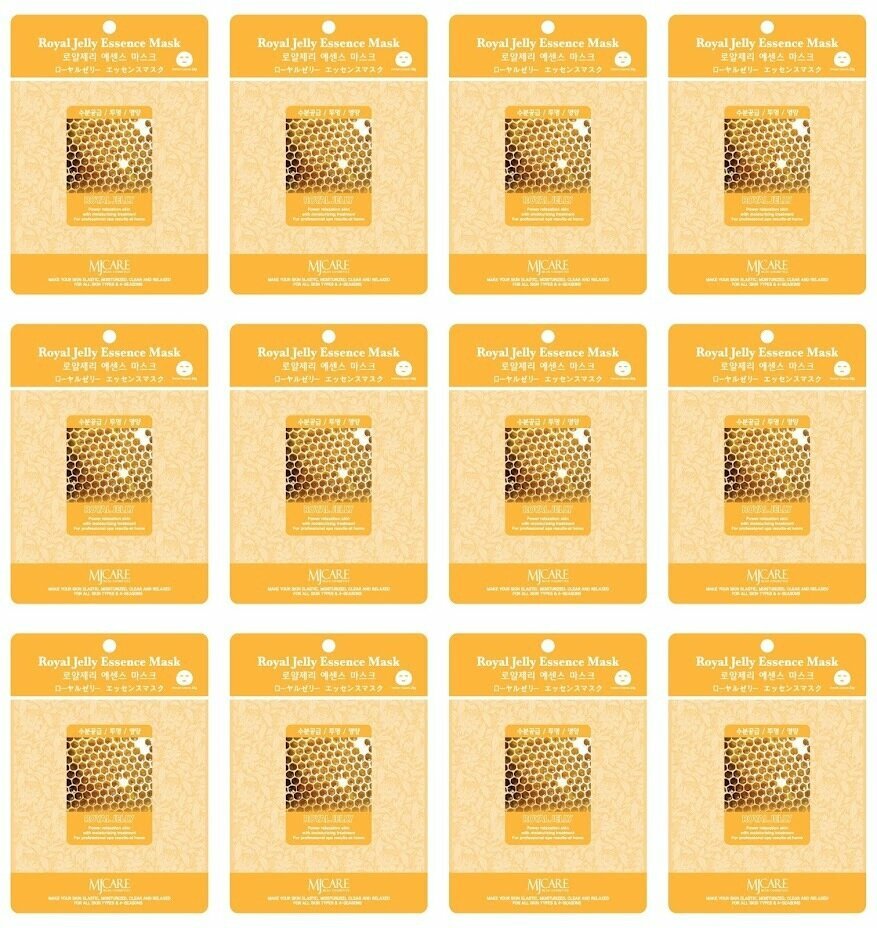 Mijin Essence Маска тканевая для лица Маточное молочко Royal Jelly Essence Mask, 23 гр, 12 шт