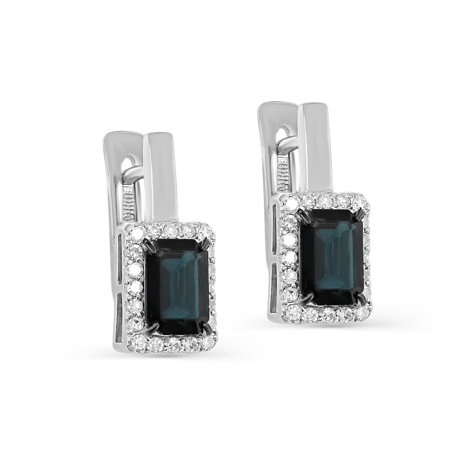 Серьги JEWELIN, белое золото, 585 проба, сапфир, бриллиант
