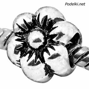 Металлическая бусина Цветок 0005815 серебряный цвет 10x10 мм, цена за 1 шт.