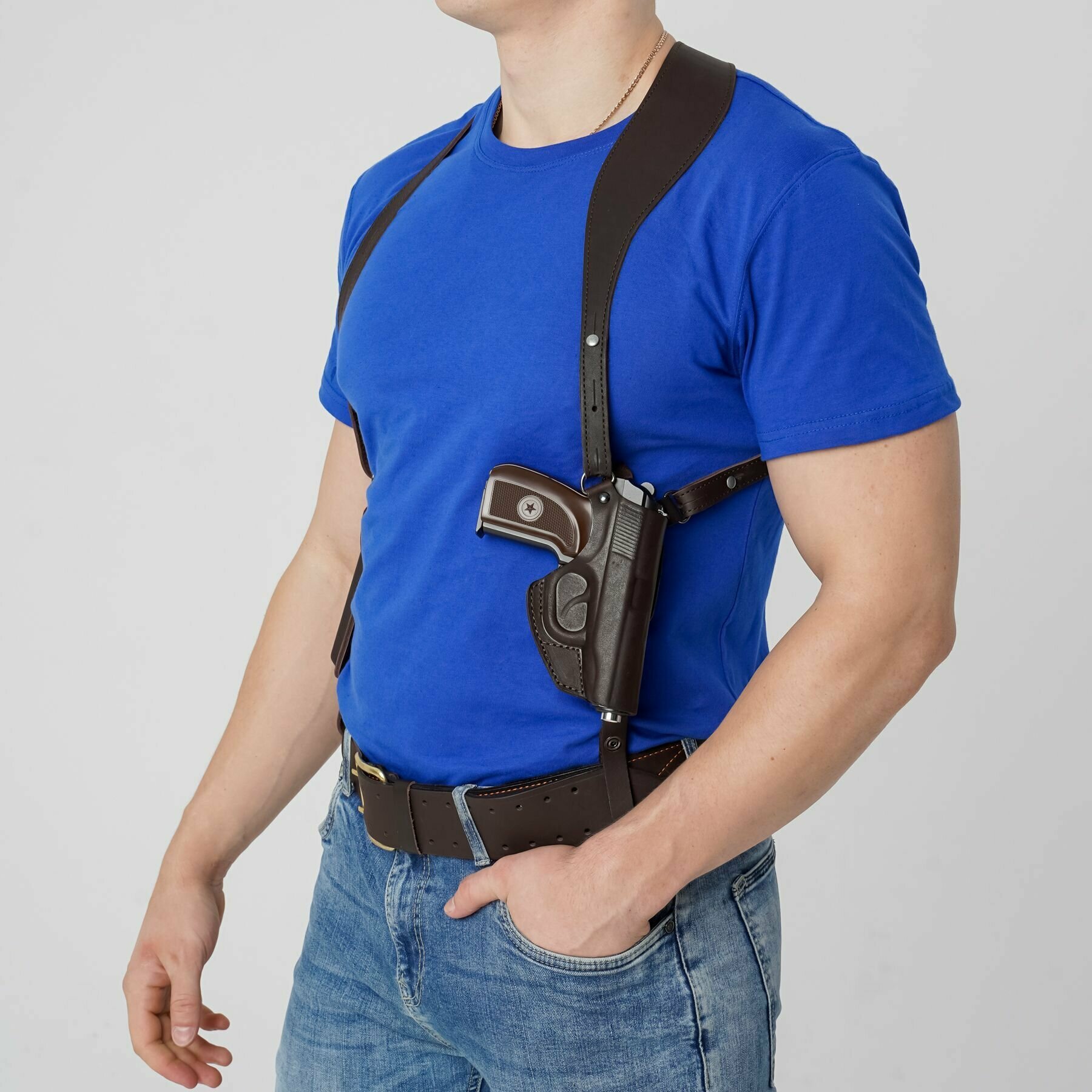 Кобура оперативная вертикальная наплечная с чехлом - пеналом, формованная с плечевыми ремнями, вертикального ношения