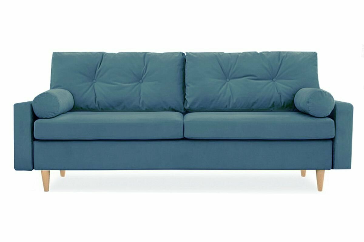 Диван-кровать Белфаст пантограф, велюр Галакси Блю 18, ящик для белья