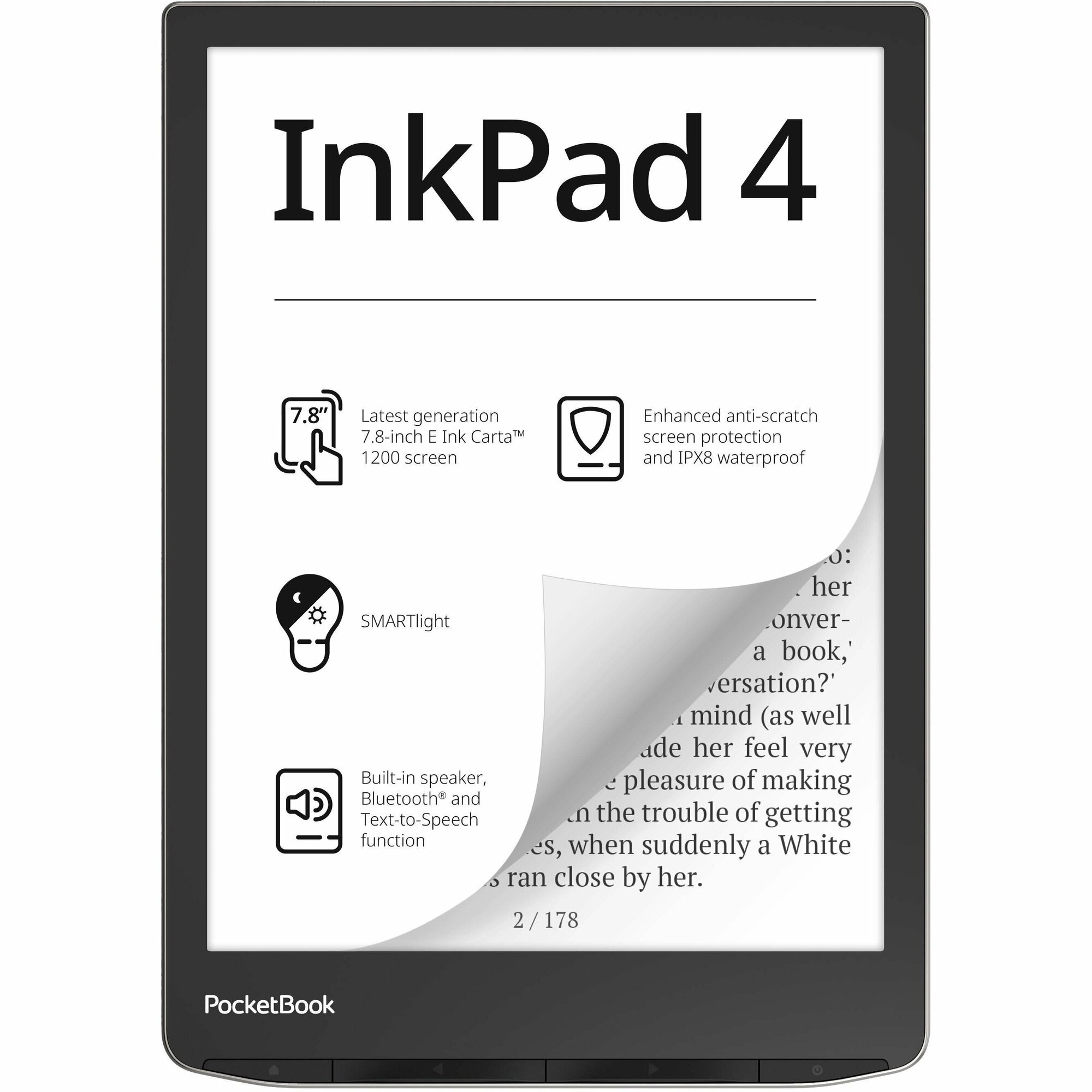 Электронная книга PocketBook 743G InkPad 4 (черный/серебристый)