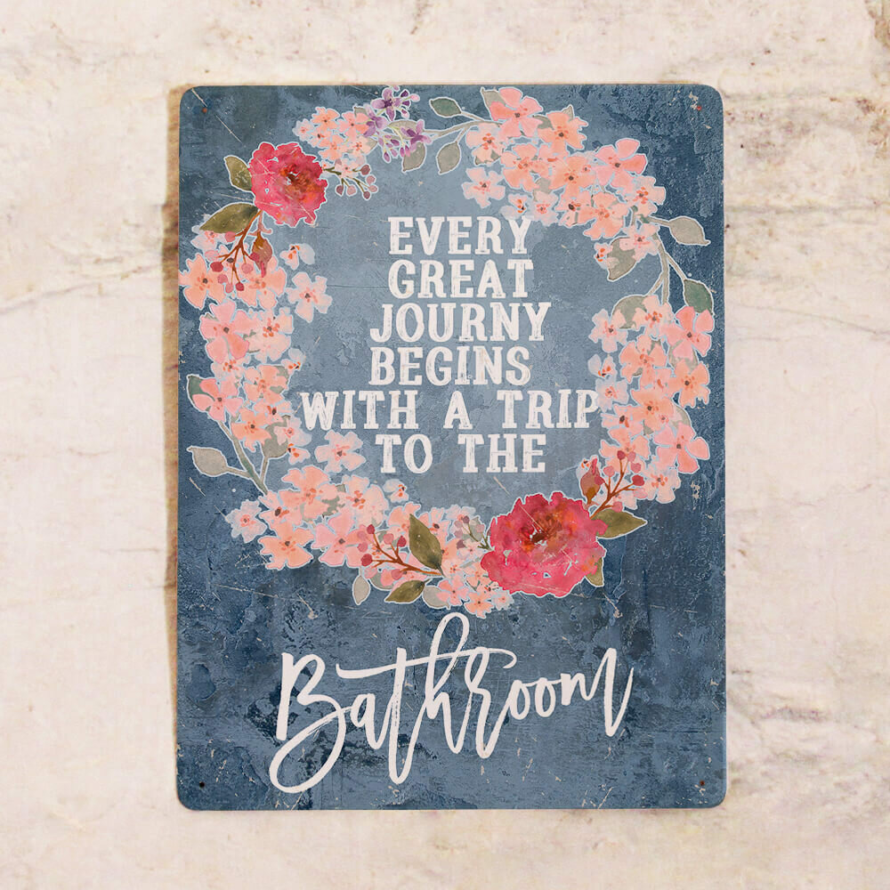Металлическая картина в ванную комнату Bathroom, украшение стен в ванне, металл, 20х30 см.