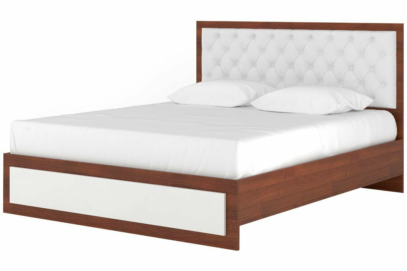 Кровать МногоМеб Луиза-1 каретная стяжка 140x200 см, с ортопедическим основанием и матрасом, ноче мария луиза