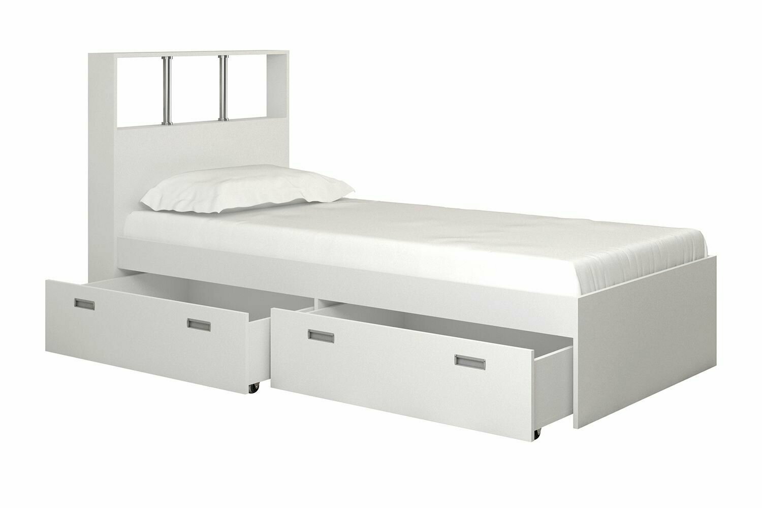 Кровать односпальная МногоМеб Бриз 6 90x200 с ящиками, белый гладкий