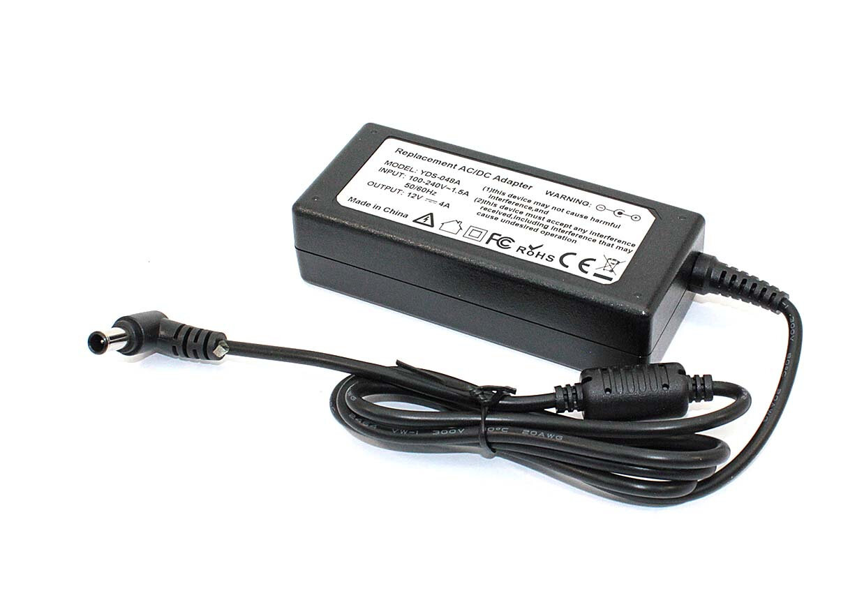 Блок питания (сетевой адаптер) OEM для монитора и телевизора LCD 12V 4A 36W 6.5x4.4 мм черный, без сетевого кабеля