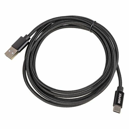 Кабель USB Type-C (m) - USB (m), 2м, в оплетке, 2.4A, черный