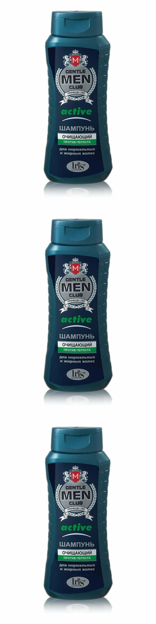 Iris cosmetic Шампунь для волос Gentlemen club Active Очищaющий, для нормальных и жирных волос, 400 мл, 3 шт/