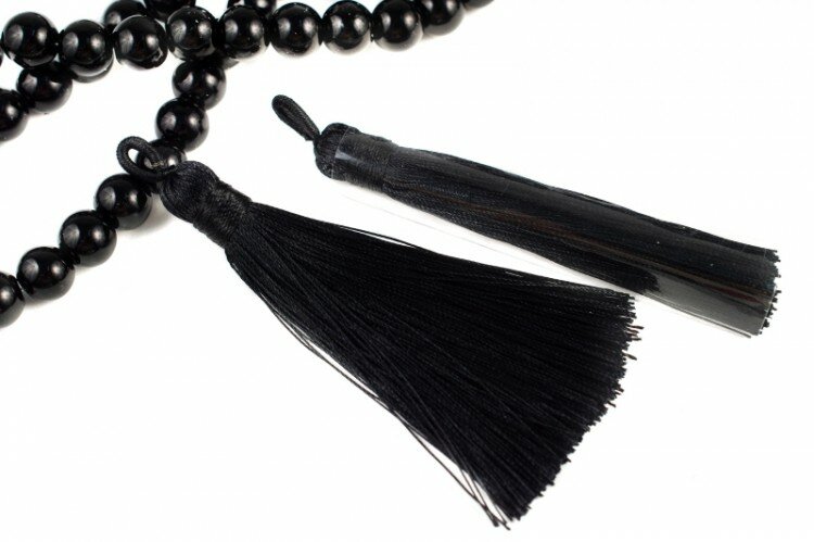 Кисточки декоративные около 75мм х 7мм, цвет черный, полиэстер, 58-002, 1 пара