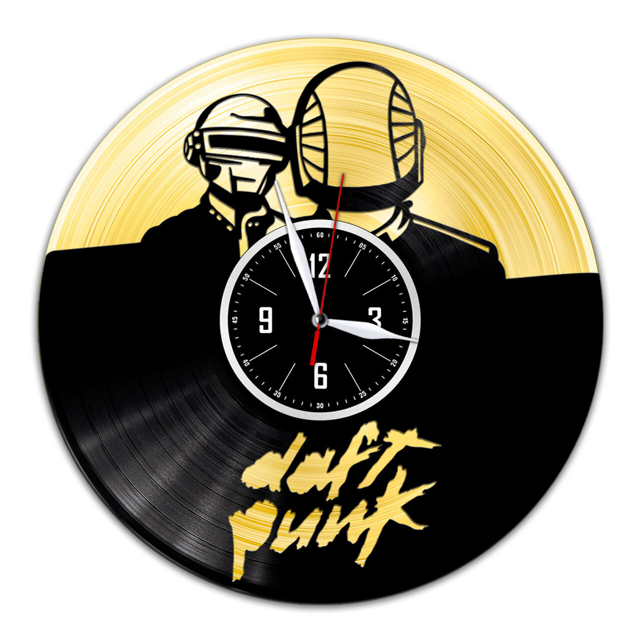 Daft Punk - настенные часы из виниловой пластинки (с золотой подложкой)
