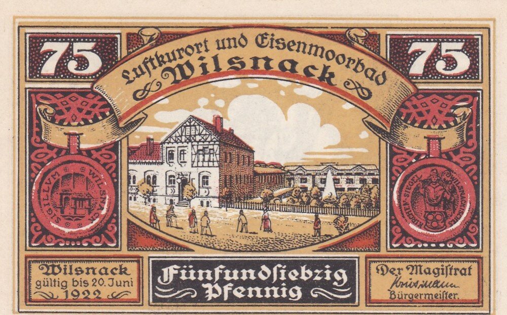 Германия (Веймарская Республика) Вильснак 75 пфеннигов 1922 г. (№7)