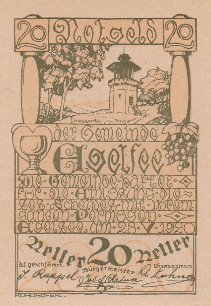 Австрия, Эгельзее 20 геллеров 1920 г. (№1)