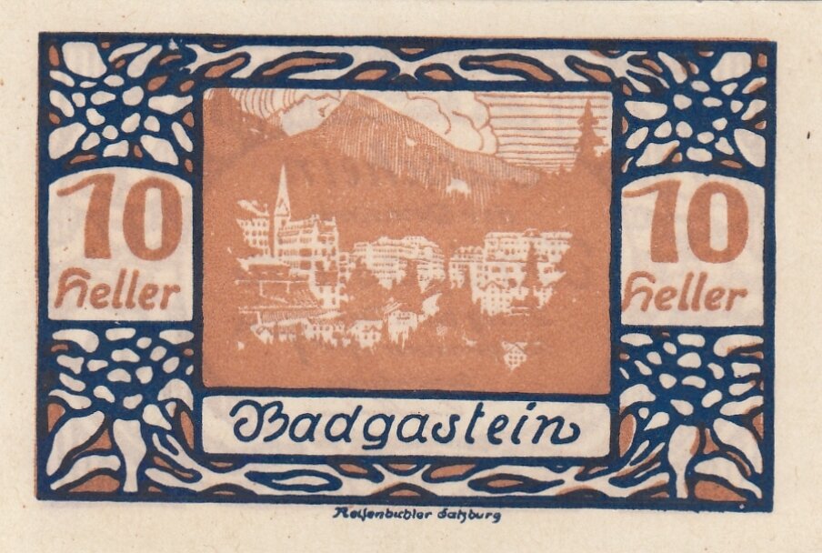 Австрия, Бадгастайн 10 геллеров 1914-1920 гг.