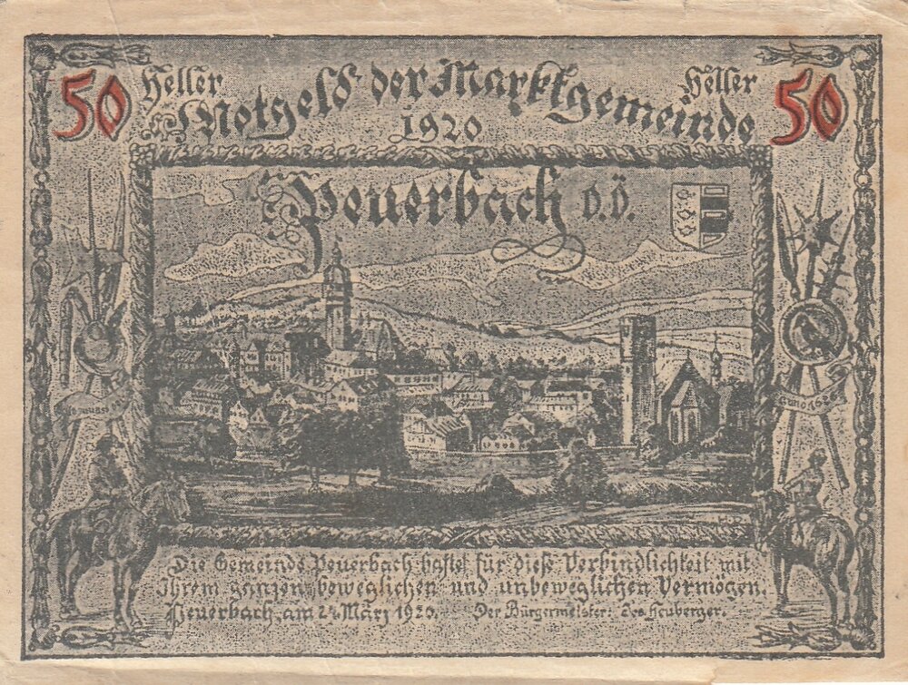 Австрия, Пойербах 50 геллеров 1920 г. (№2)