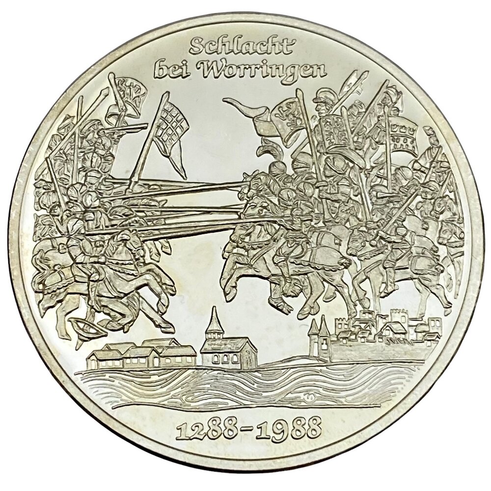 Германия, настольная медаль "Битва при Воррингене" 1988 гг.