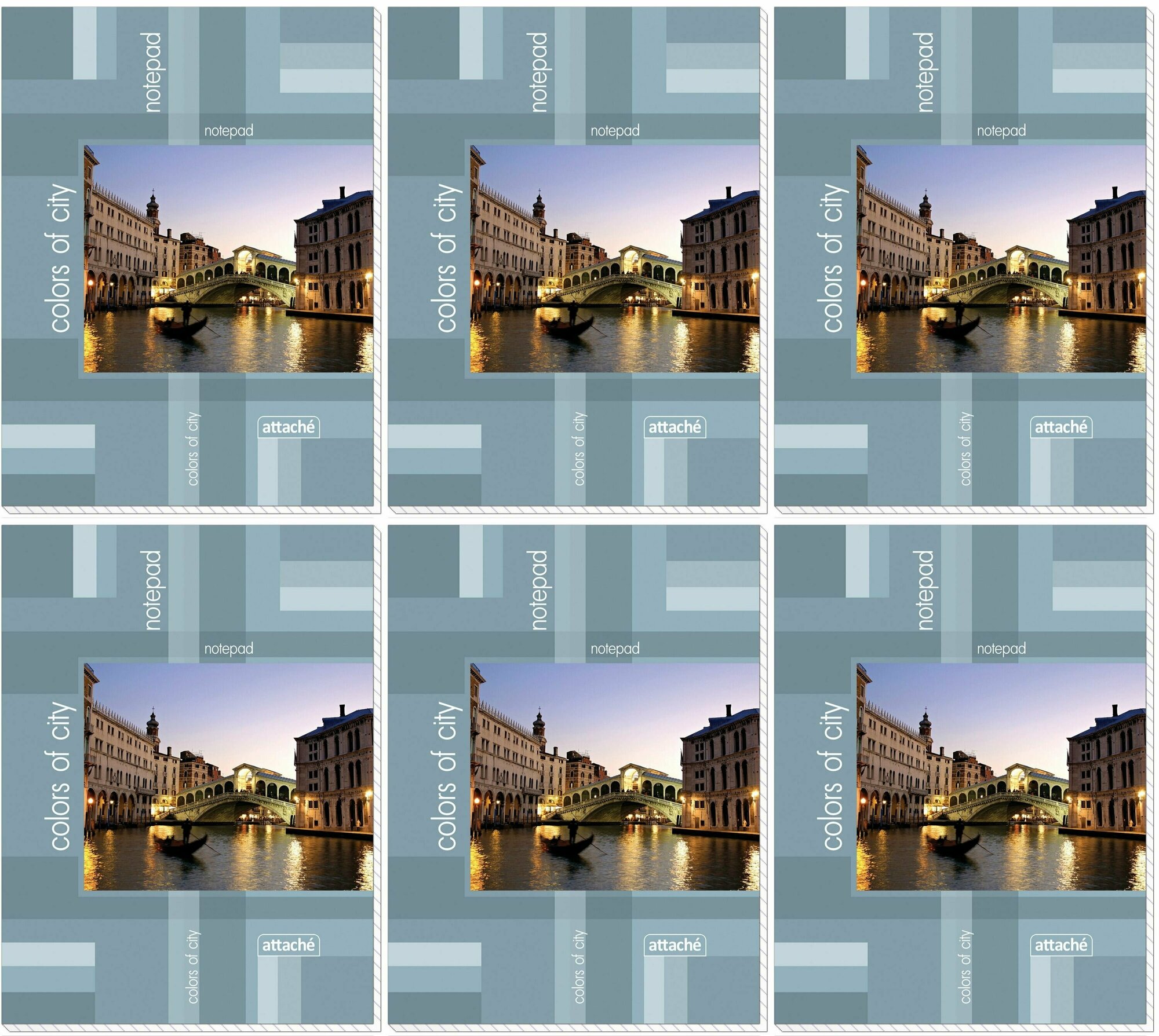 Attache Блокнот на склейке Пейзаж, А5, 60 л, клетка, 6 шт