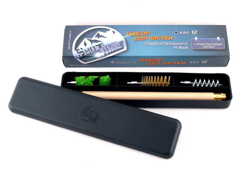 Набор для чистки 12 калибр, деревянный шомпол, пенал, ShotTime