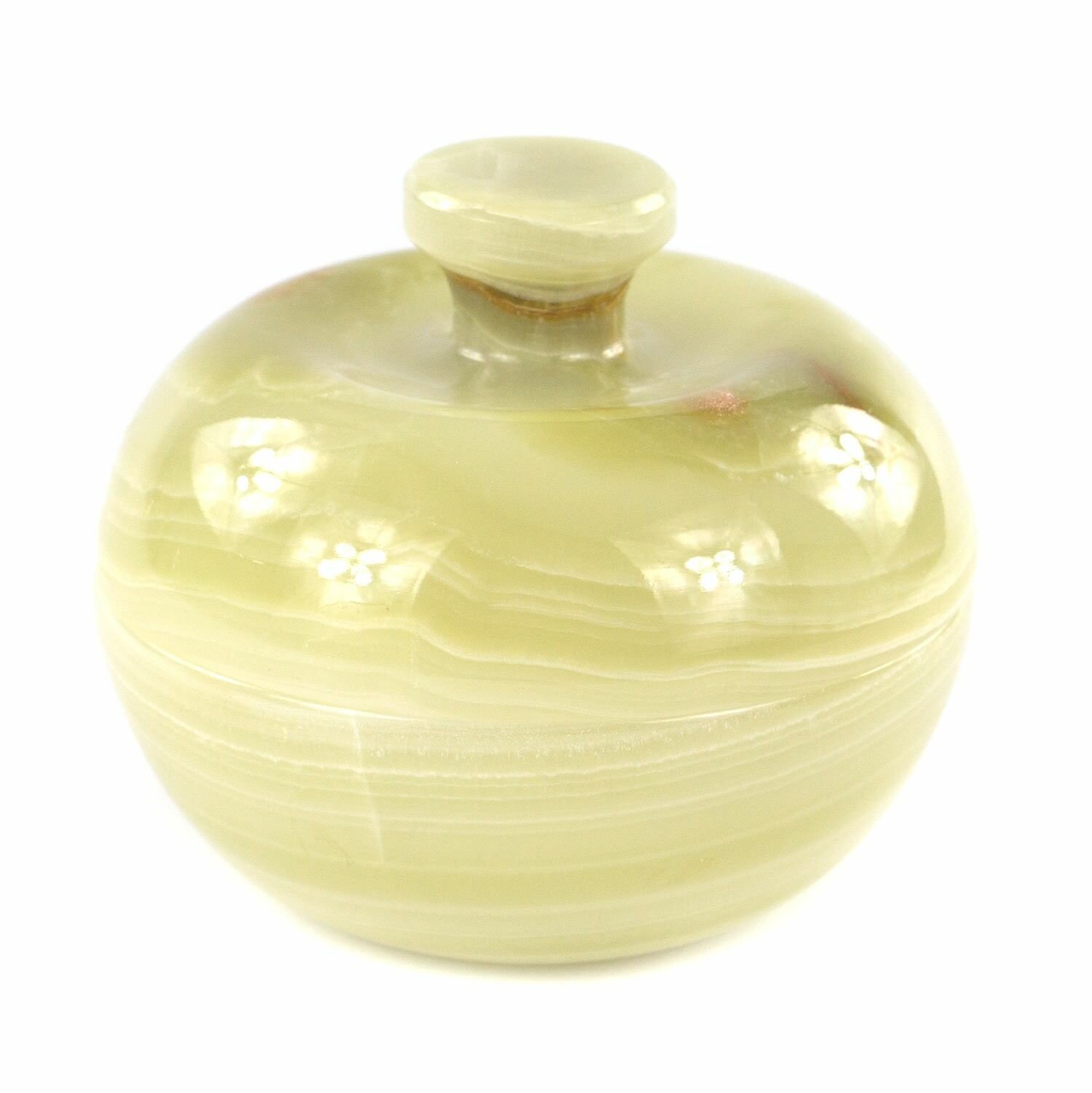 Круглая шкатулка "Яблоко" камень оникс 10,3х10,3х9 см (4) 121673