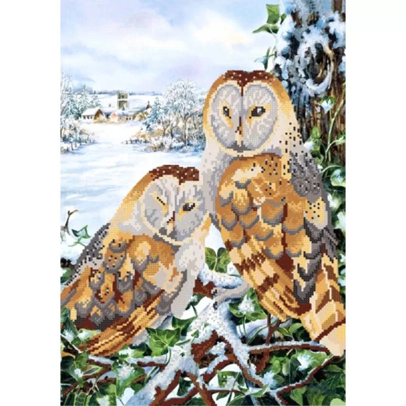 Зимние совы, набор для вышивания