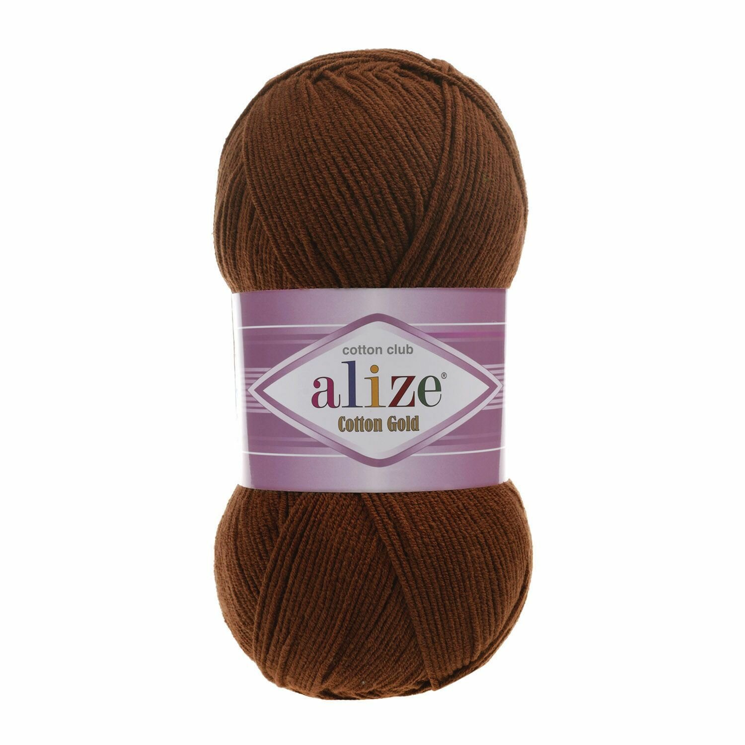 Пряжа ALIZE Cotton gold, коричневый - 690, 55% хлопок, 45% акрил, 5 мотков, 100 г, 330 м.