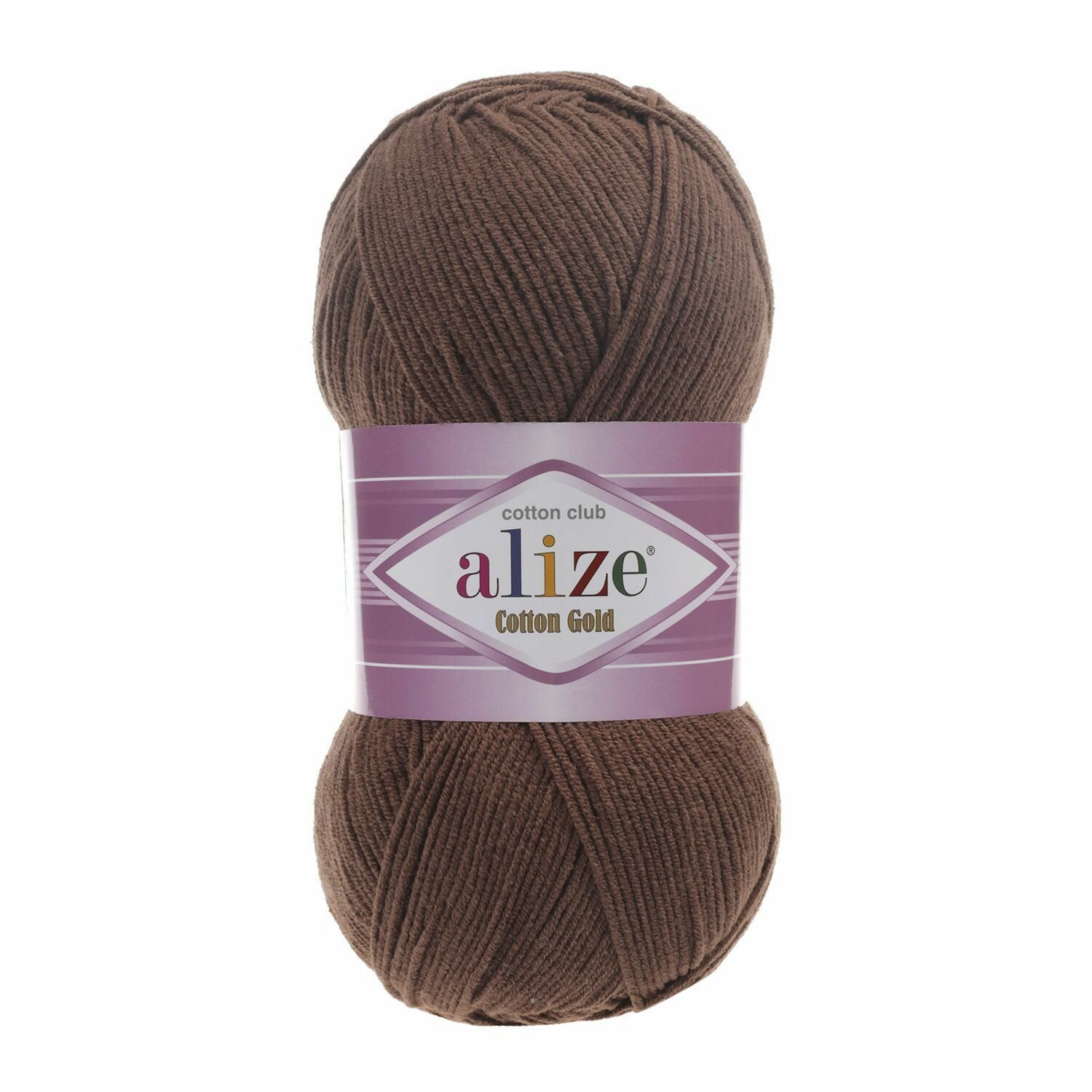 Пряжа ALIZE Cotton gold, коричневый - 493, 55% хлопок, 45% акрил, 5 мотков, 100 г, 330 м.