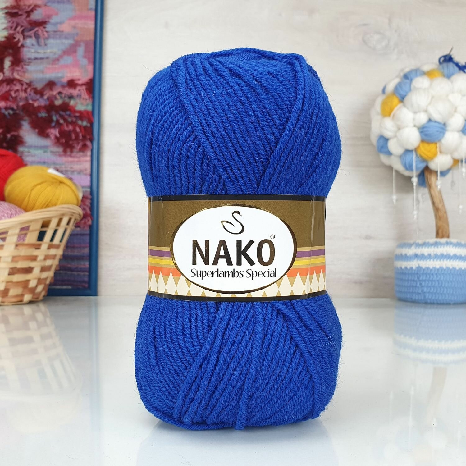 Пряжа NAKO Superlambs Special, королевский синий - 1599, 49% шерсть, 51% премиум акрил, 5 мотков, 100 г, 200 м.
