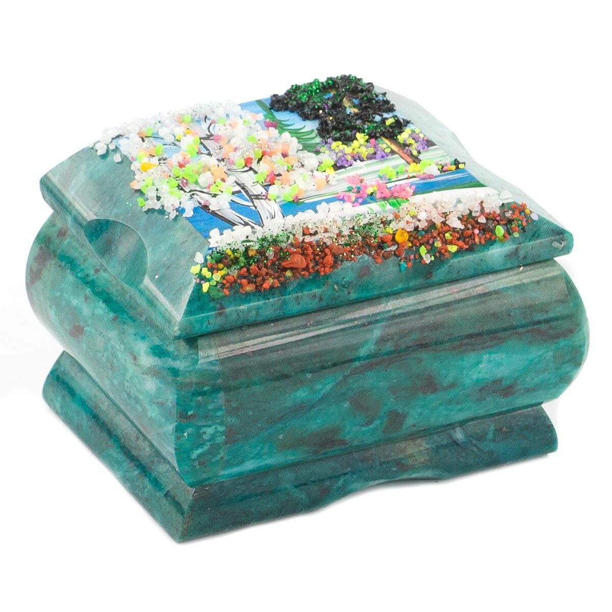 Шкатулка из камня с росписью "Весна" 8х6х5,5 см 119932