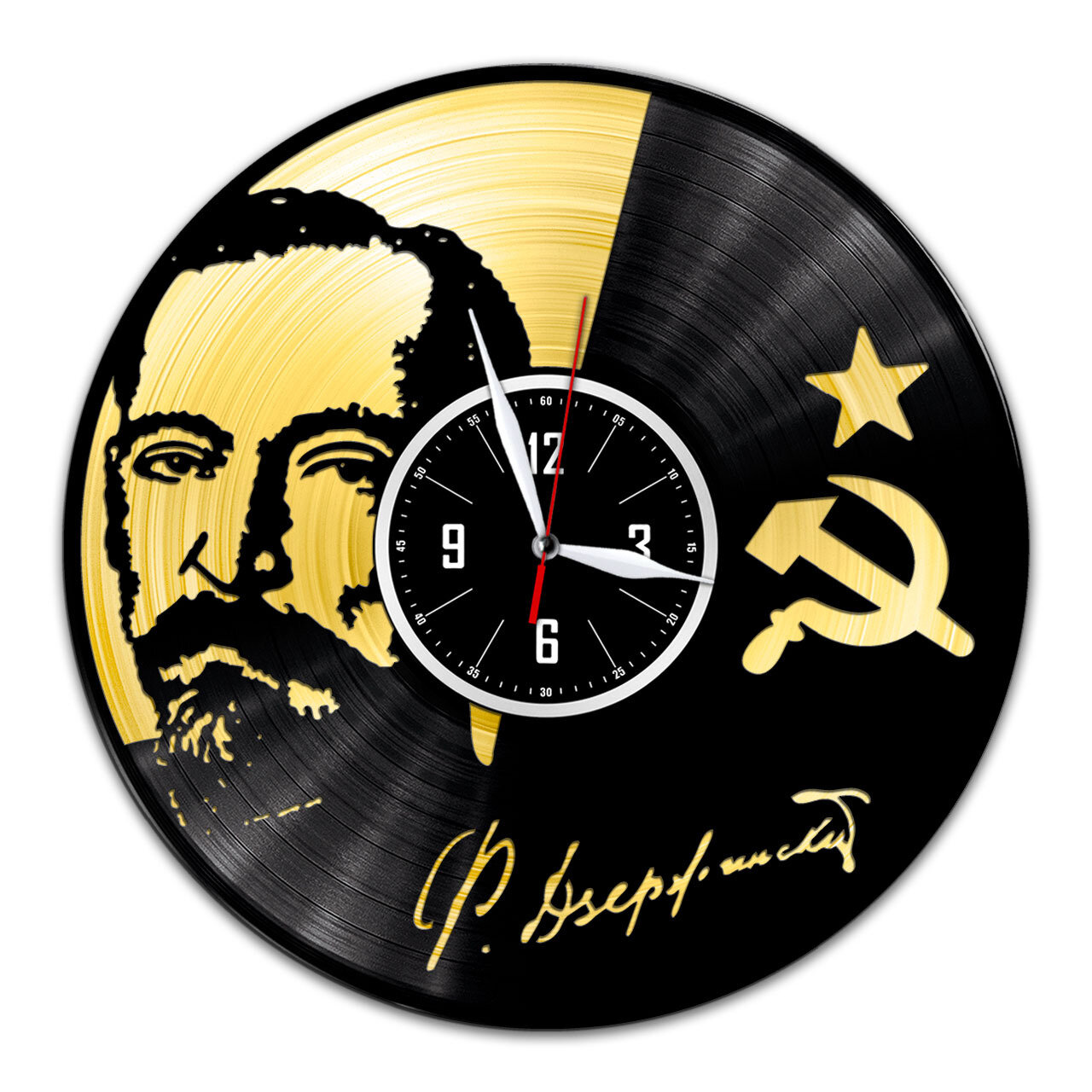 Дзержинский - настенные часы из виниловой пластинки (с золотой подложкой)