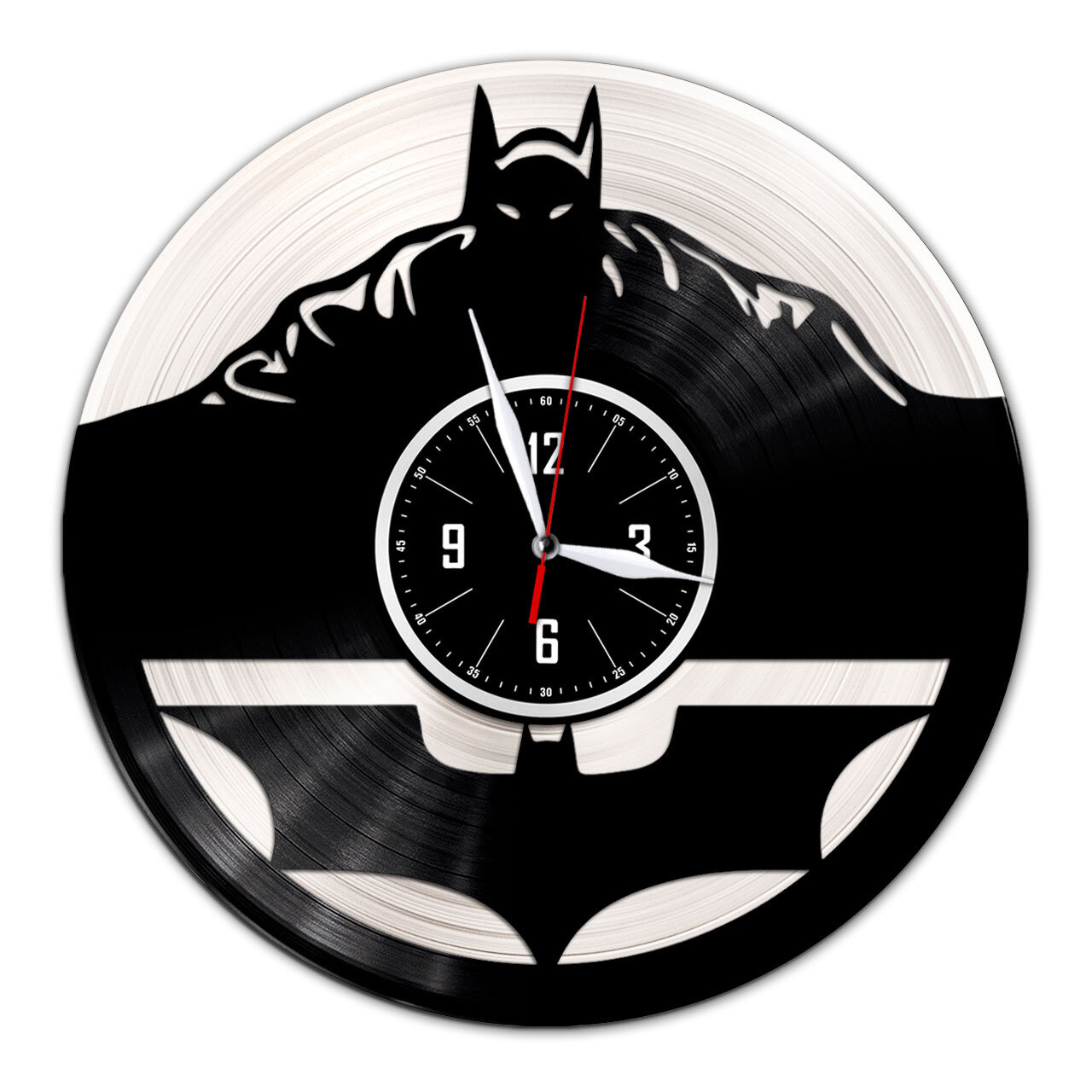 Batman - настенные часы из виниловой пластинки (с серебряной подложкой)