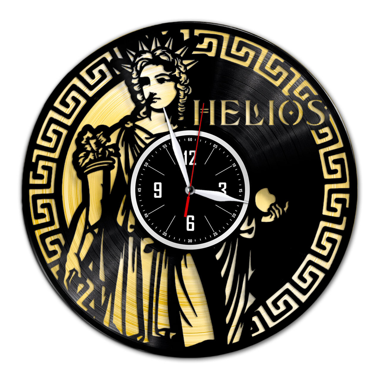 Гелиос - настенные часы из виниловой пластинки (с золотой подложкой)