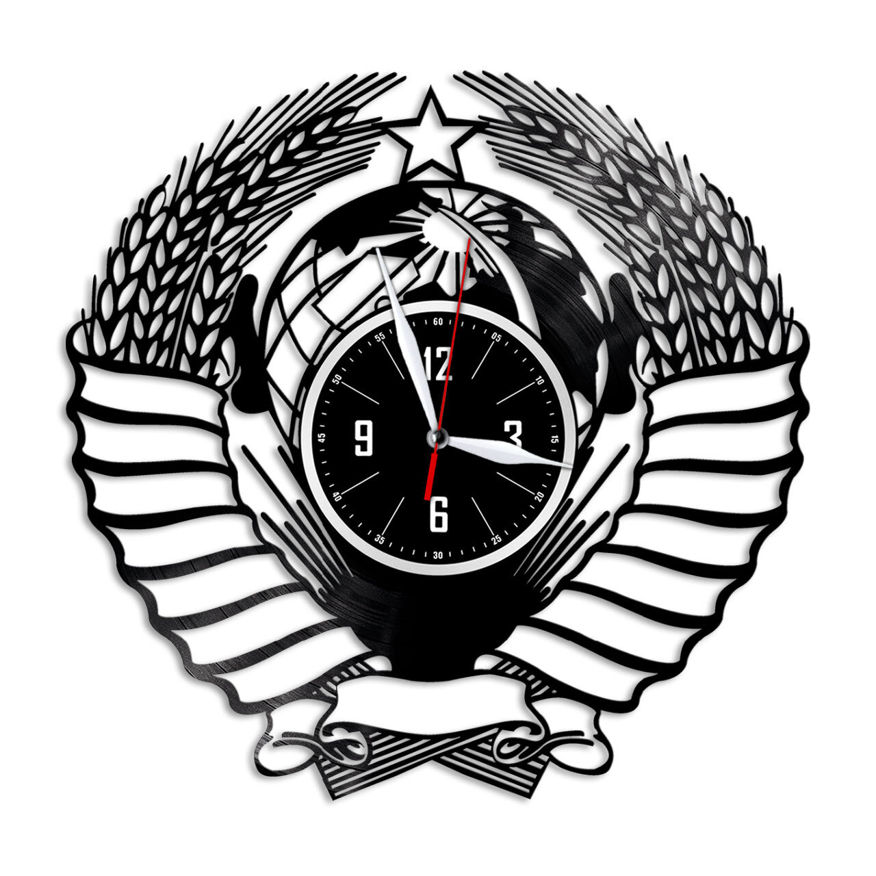 Герб ссср - настенные часы из виниловой пластинки