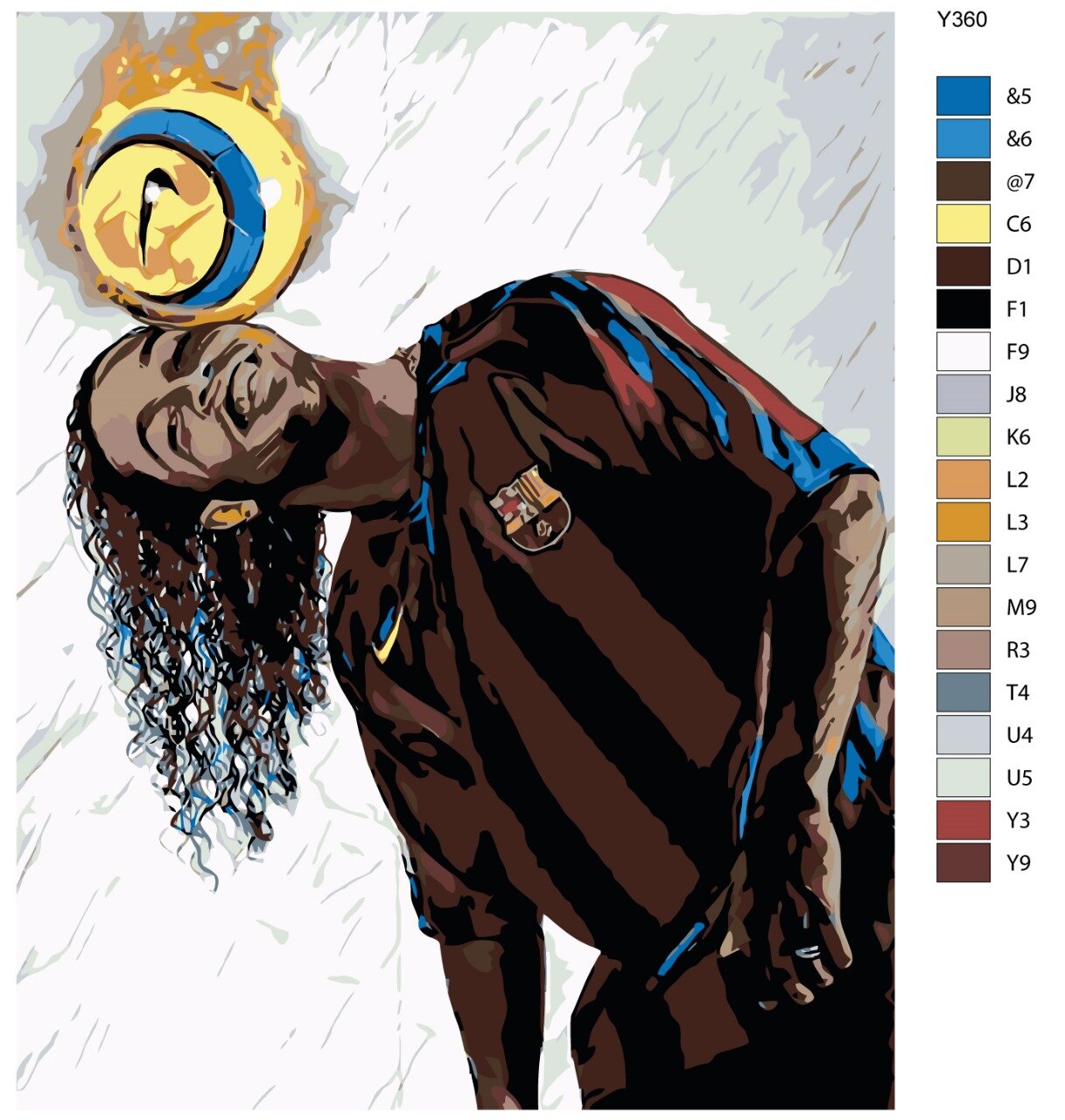 Картина по номерам Y-360 "Футболист Роналдиньо. Барселона футбольный клуб" 60x80