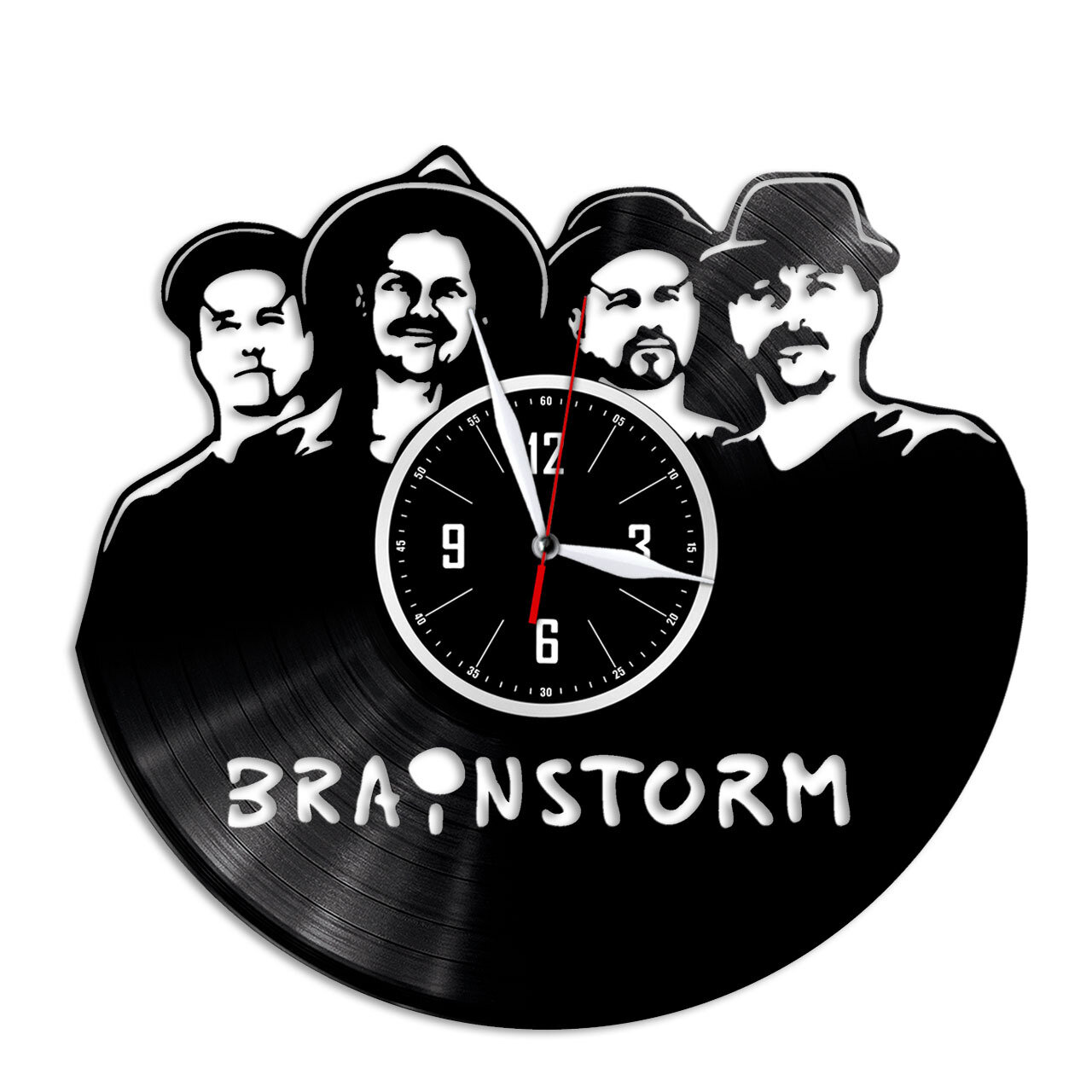 Brainstorm - настенные часы из виниловой пластинки, диаметр 30 см