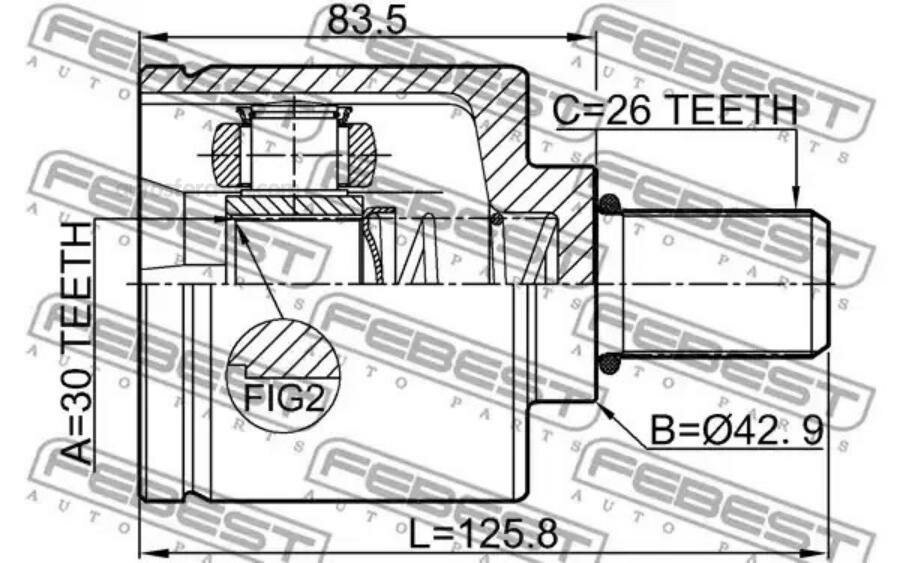 FEBEST 0211G15RAATLH ШРУС внутренний левый 30X42.9X26