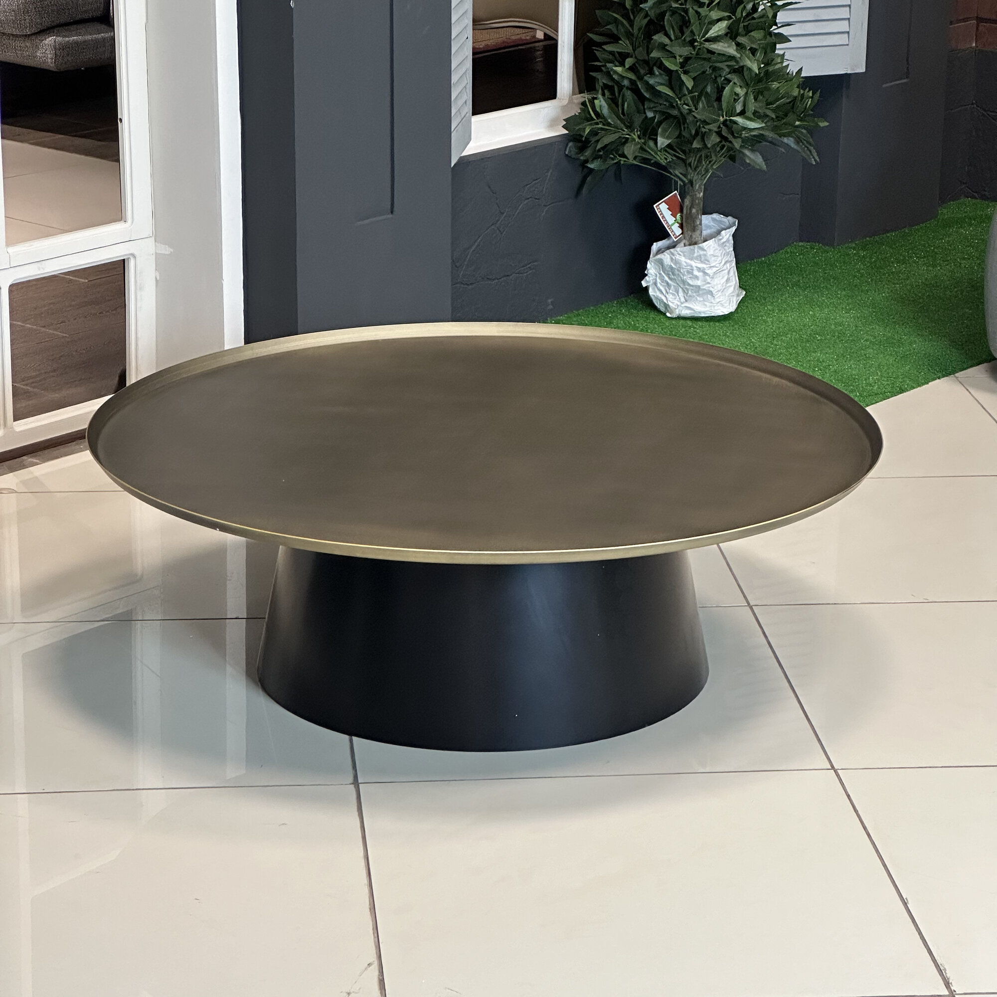 Кофейный столик Saloni Harmony, металл, медный, 105х105х36 см