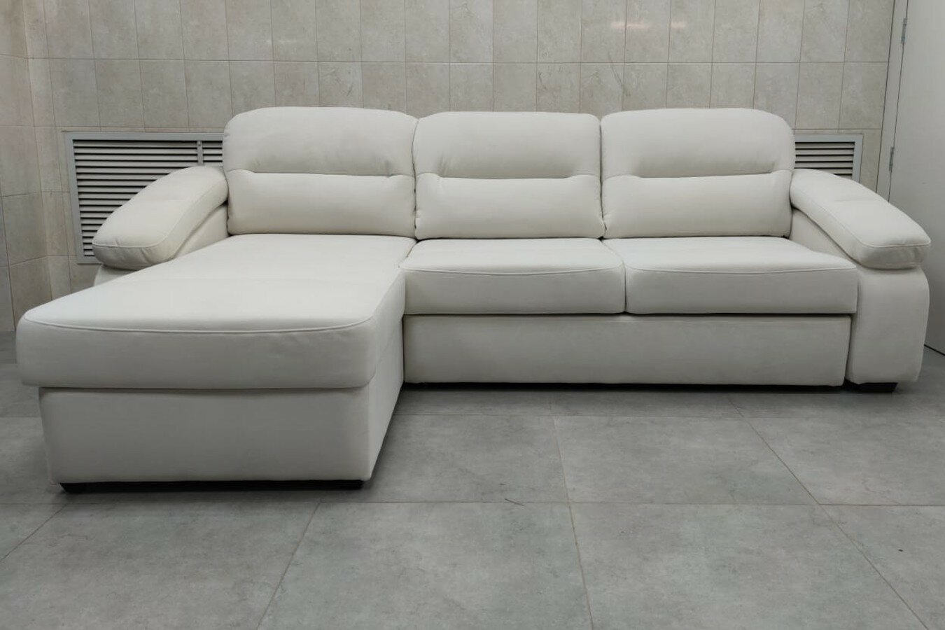 Угловой диван Рокси Тэдди Велюр, дельфин, 280х184х98 см, с ящиком для белья