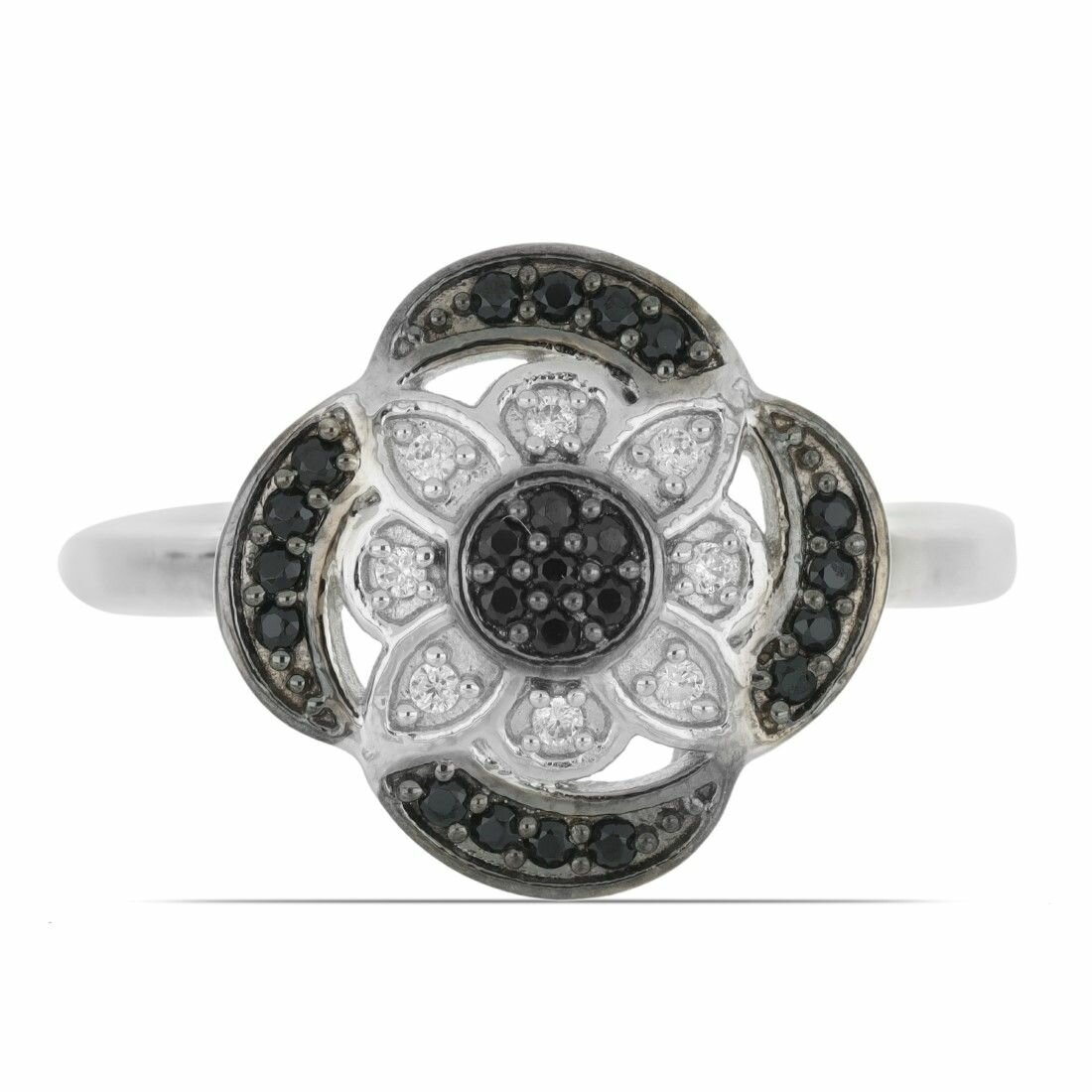 Кольцо, серебро, 925 проба, родирование, фианит, шпинель