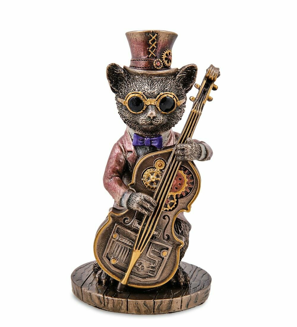 Статуэтка в стиле Стимпанк Мистер Кот с контрабасом A2182445 Veronese, Полистоун