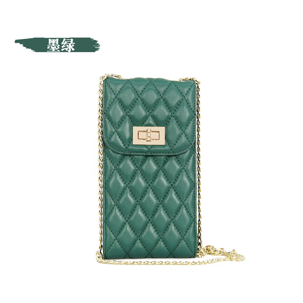 Сумка-мессенджер Zhenni Poetry, натуральная кожа, на цепочке, для мобильного телефона, темно-зелёная