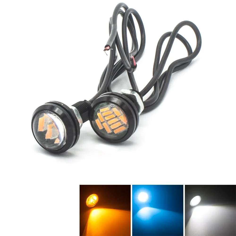 2 шт, светильник Eagle Eye, светодиодный, 4014 SMD, для вождения, бега, заднего хода, парковочный сигнал, белый свет для стайлинга автомобиля, лампочка источника yellow