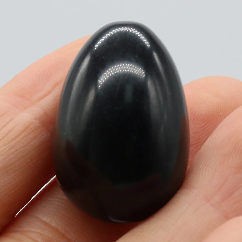 Хрустальное яйцо из опала 20x30 мм Черный, Black agates