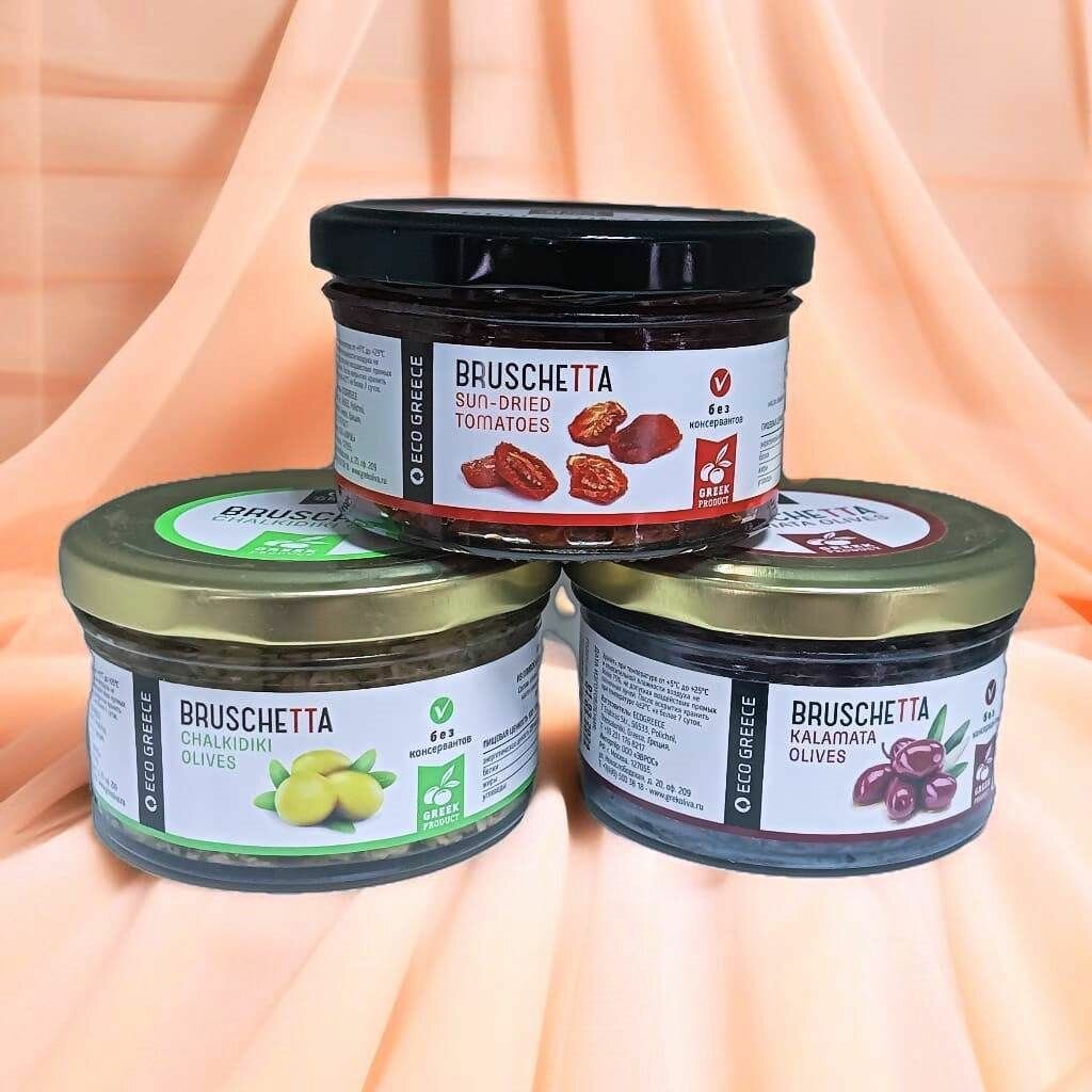 Оливки брускетта Ассорти Халкидики, Каламата и вяленые томаты
