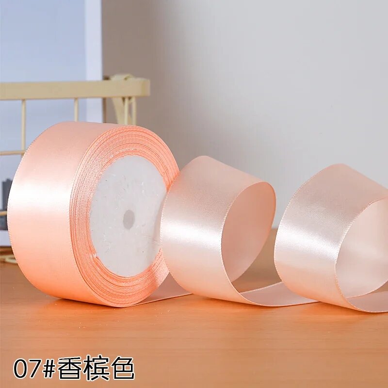 Атласные ленты Wusmart 100% полиэстер 6-25 мм Оранжевый, Pink Champagne, 25mm Wide